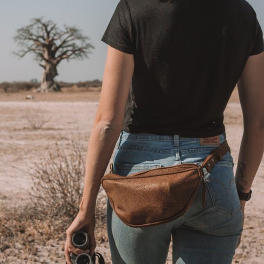 Mountain Brown Leather Bum Bag | Velvety Nubuck | ROWDY bags
