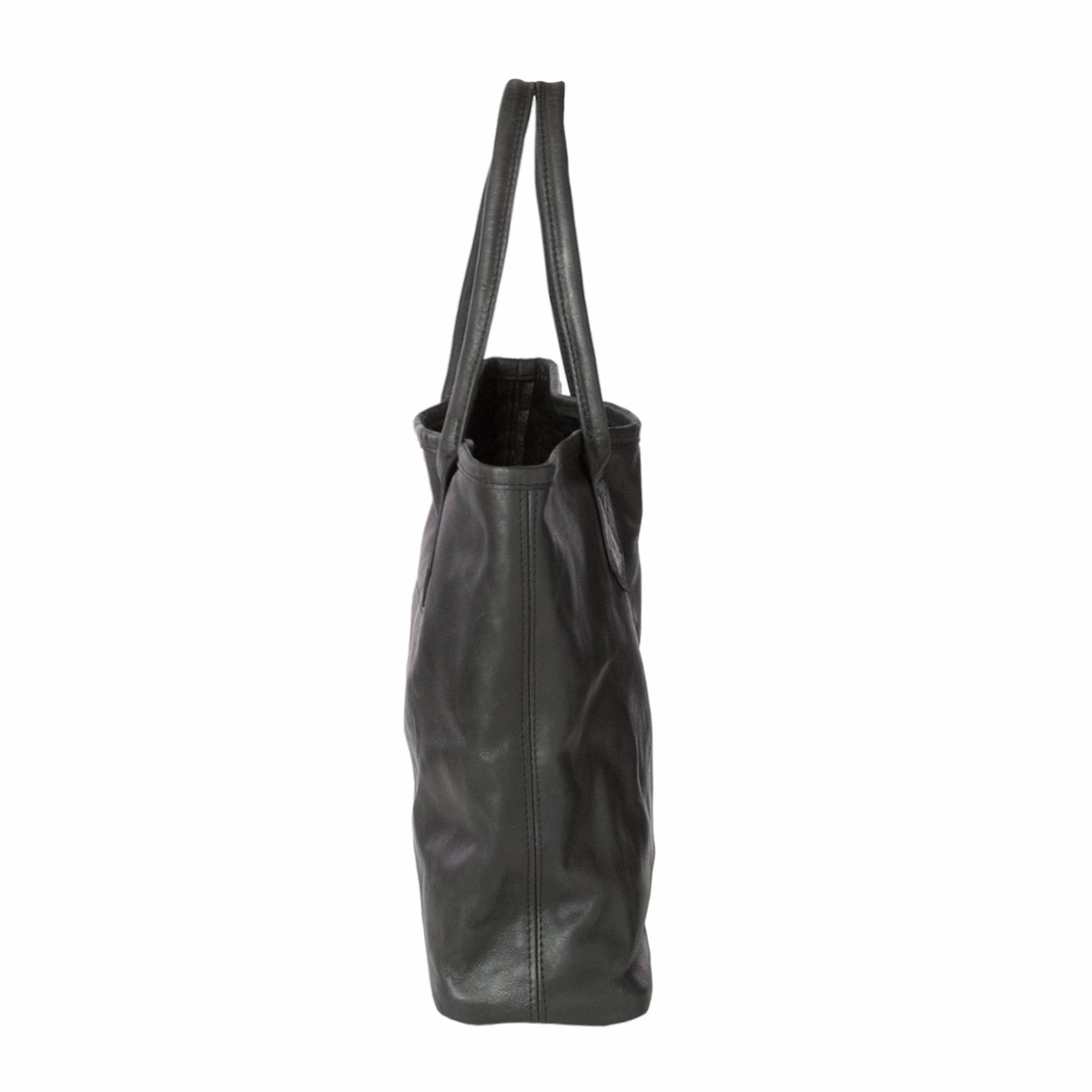 Shopper bag in Deep Midnight (Black) Charcoal Leather | Shopper Bag by ...